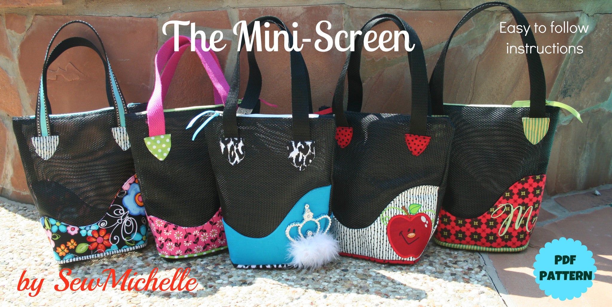 SewMichelle Pet Screen Tote Bag Unique Shape Easy Pattern Small Sewing ...